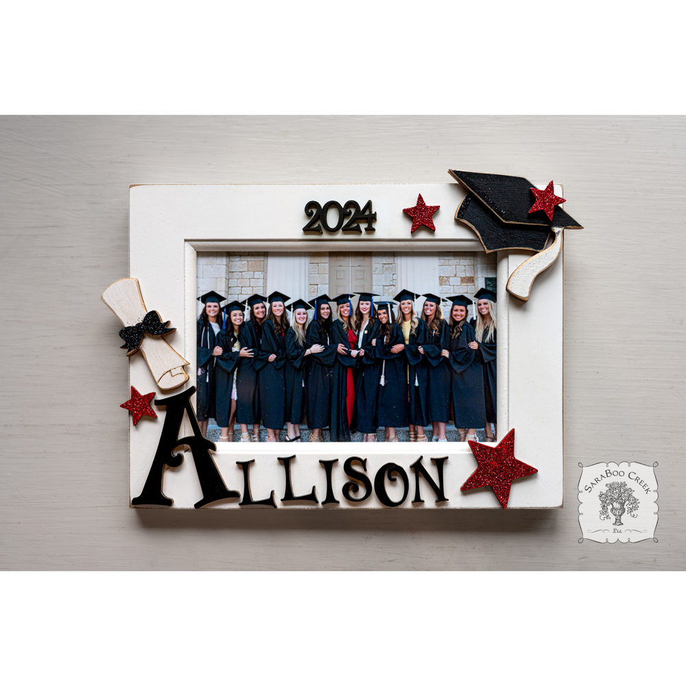 Graduation Photo Frame with Grad Cap & Diploma - Personalized Graduati ...