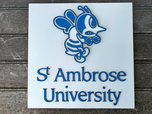College / University School Sign - St. Ambrose Logo on 12 x 12 Plaque ...
