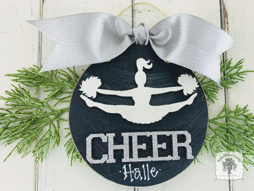 Cheer Ornament - Cheerleader Silhouette Handmade Wood Ornament ...