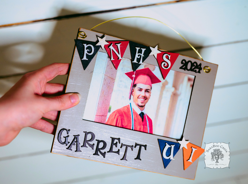 Hanging High School Graduation Frame w/ School Color Banners for HS an ...