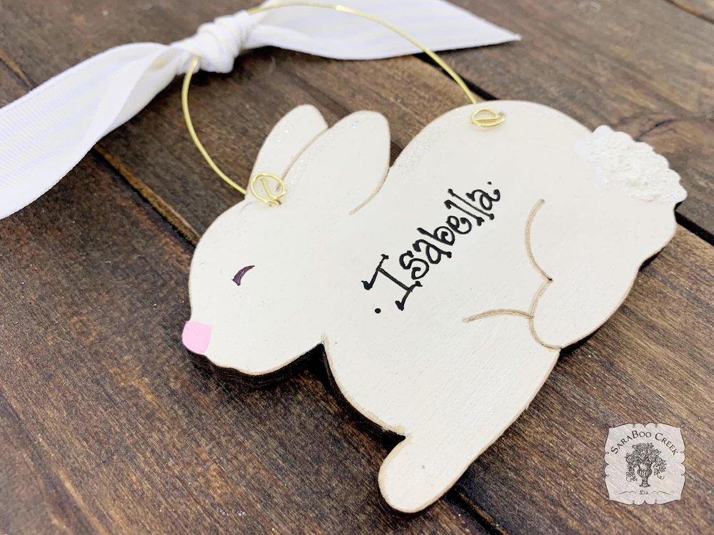 Bunny Ornament - Personalized White Rabbit Ornament for Christmas Tree ...