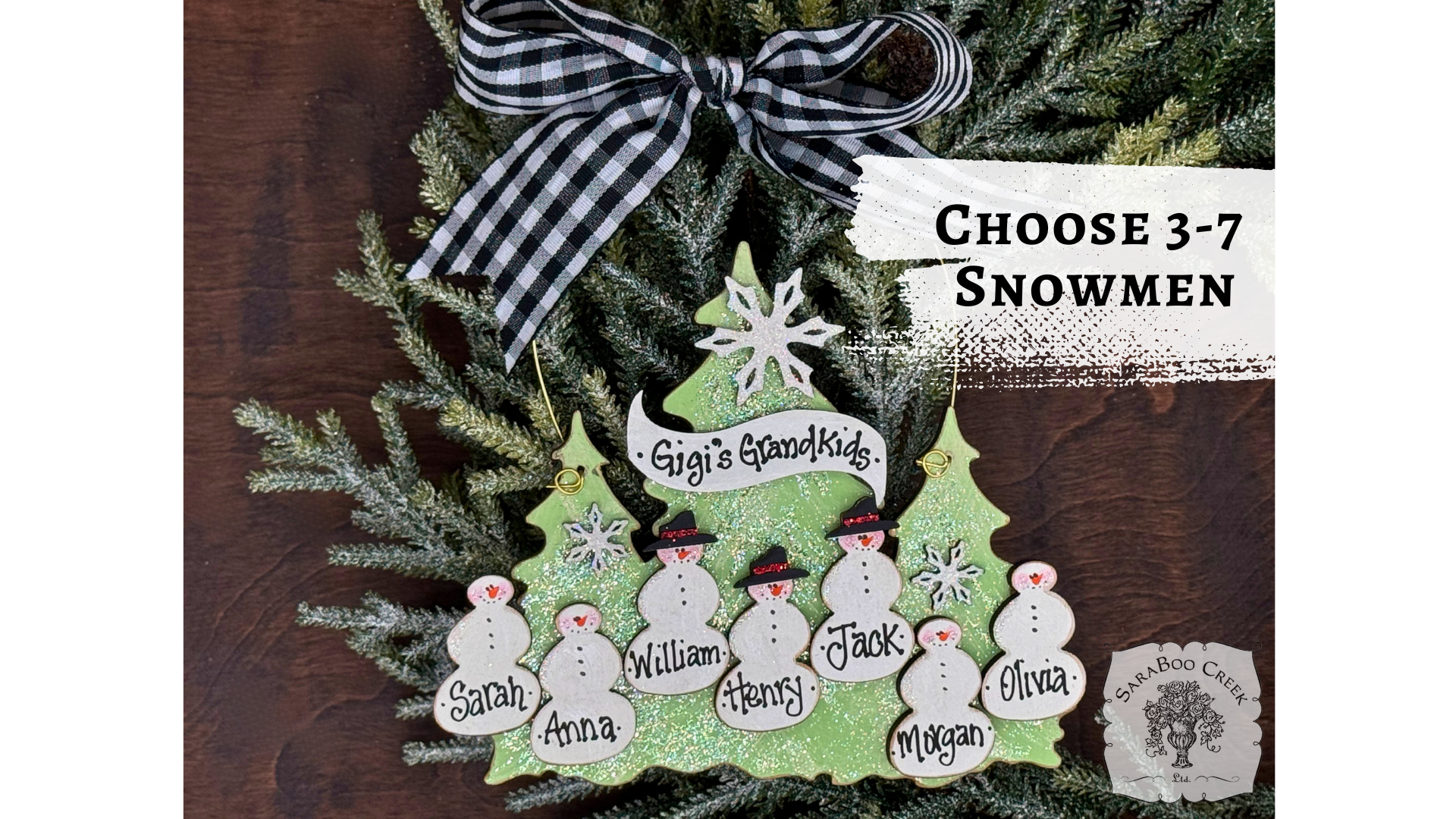 Traditional Snowman Tree Ornament (3-7 Snowmen) - Personalized Family ...