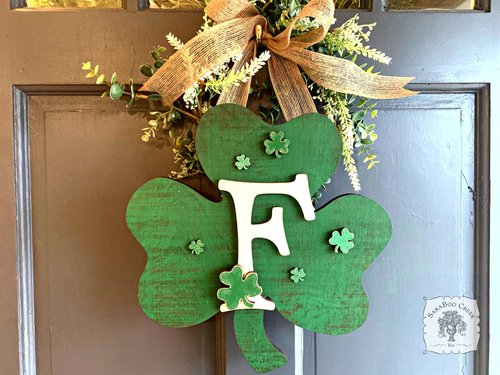 12" Rustic Shamrock Plaque Personalized with a Large Initial - Cute Ir ...